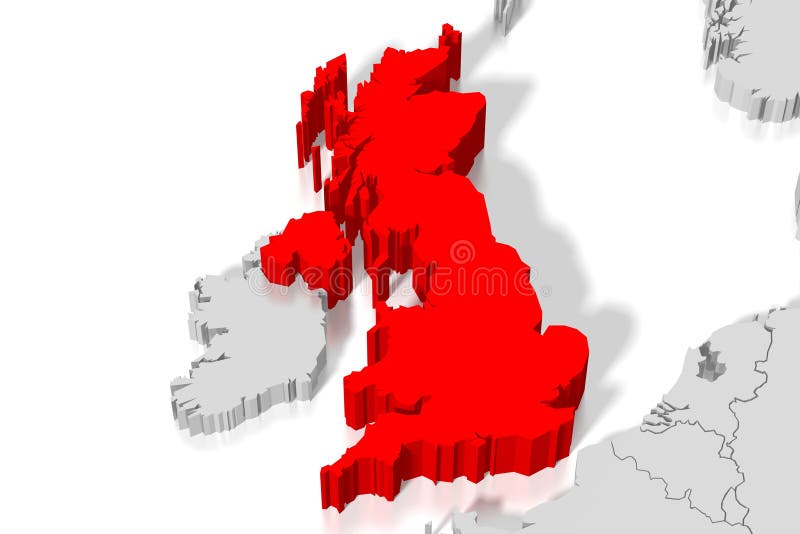Great Britain - Political Map, Red Country Shape, Borders Stock ...