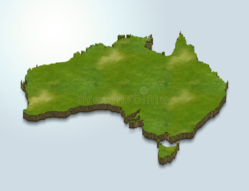 3D Map Green of Australia on White Background Stock Illustration ...