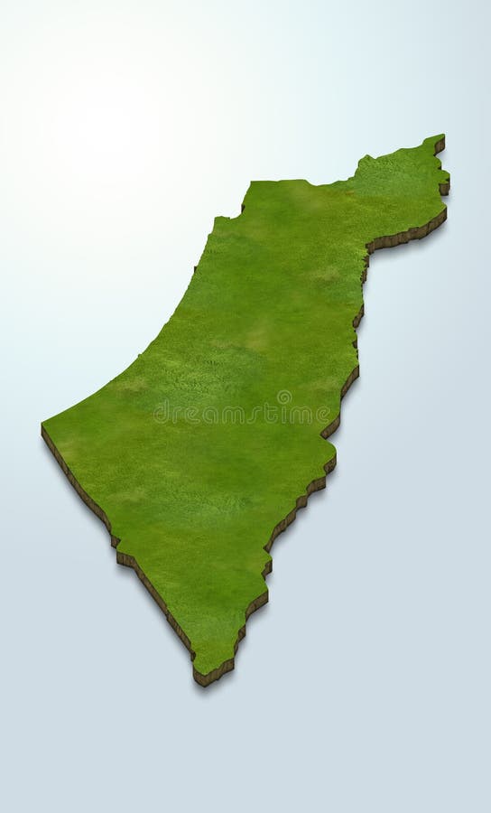 3D Map Green of Israel on White Background Stock Illustration ...
