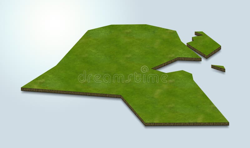 Green Map of Kuwait with Outline Vector Design Template. Editable ...