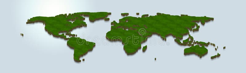 3D Map Green of the World on White Background Stock Illustration ...