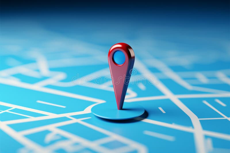 3D Map Icon. Blue Location Pinpoint, Surrounded by Ample Copy Space ...