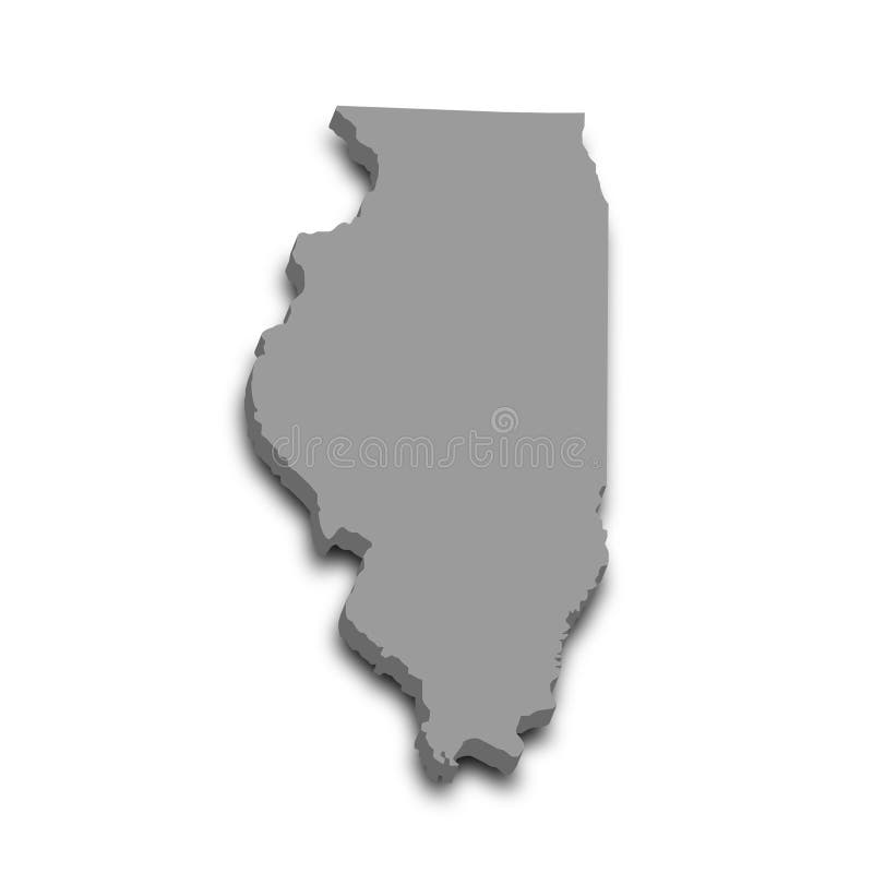 3d Map of Illinois State with Color. United State of America, US ...