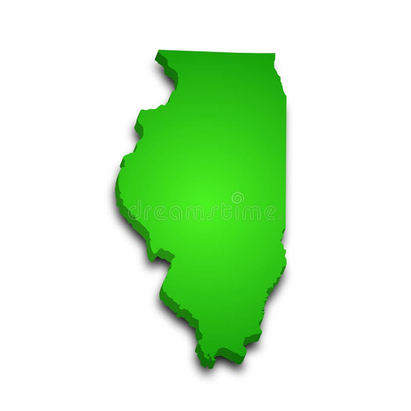 3d Map of Illinois State with Color. United State of America, US ...