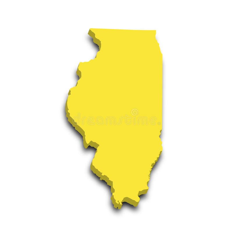 3d Map of Illinois State with Color. United State of America, US ...