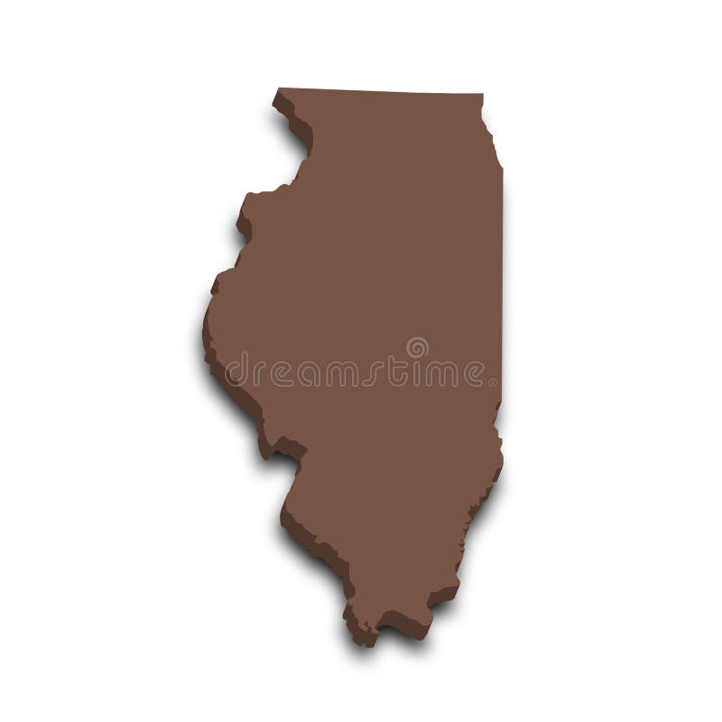 3d Map of Illinois State with Color. United State of America, US ...