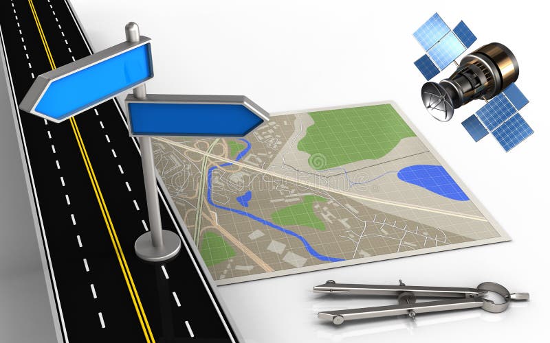3d map stock illustration. Illustration of navigation - 98548091