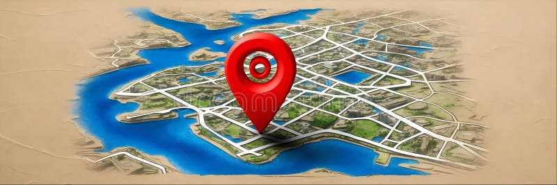 Red Location Marker Icon on Map 3D GPS Navigation Tourism Destination ...