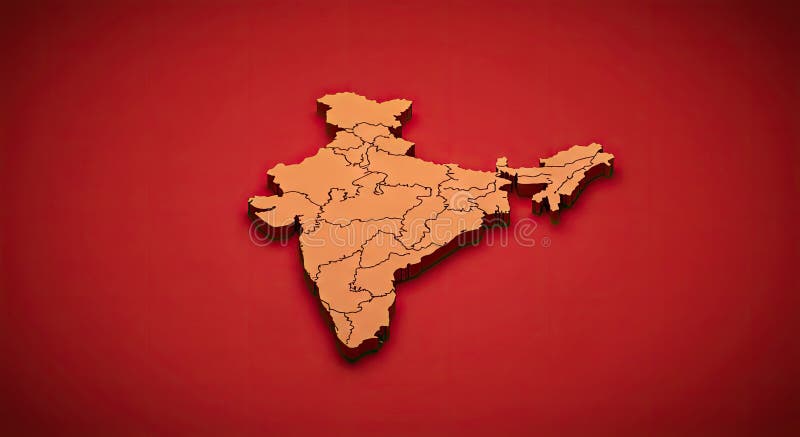 3D Map of India: a Geographical Representation Stock Illustration ...