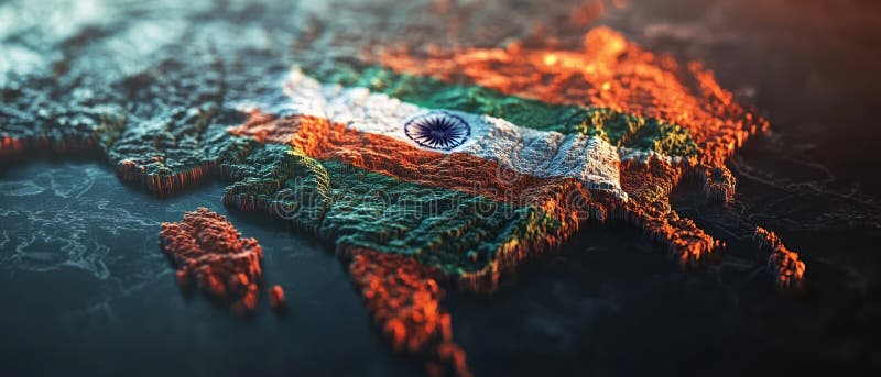 INDIA MAP RENDERED in NATIONAL FLAG COLORS Stock Photo - Image of ...