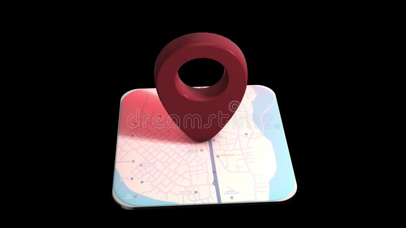 3D Map Location Pin Red Loop Stock Video - Video of marker, search ...