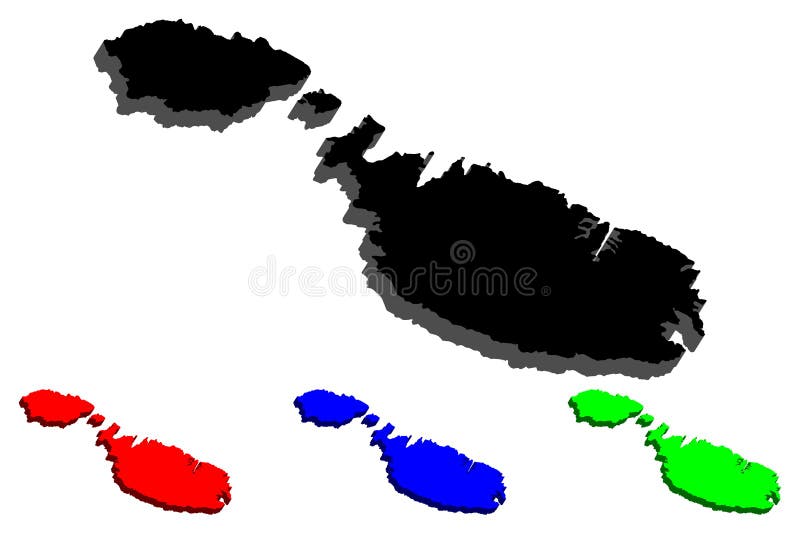 3D map of Malta stock vector. Illustration of nation - 121052668