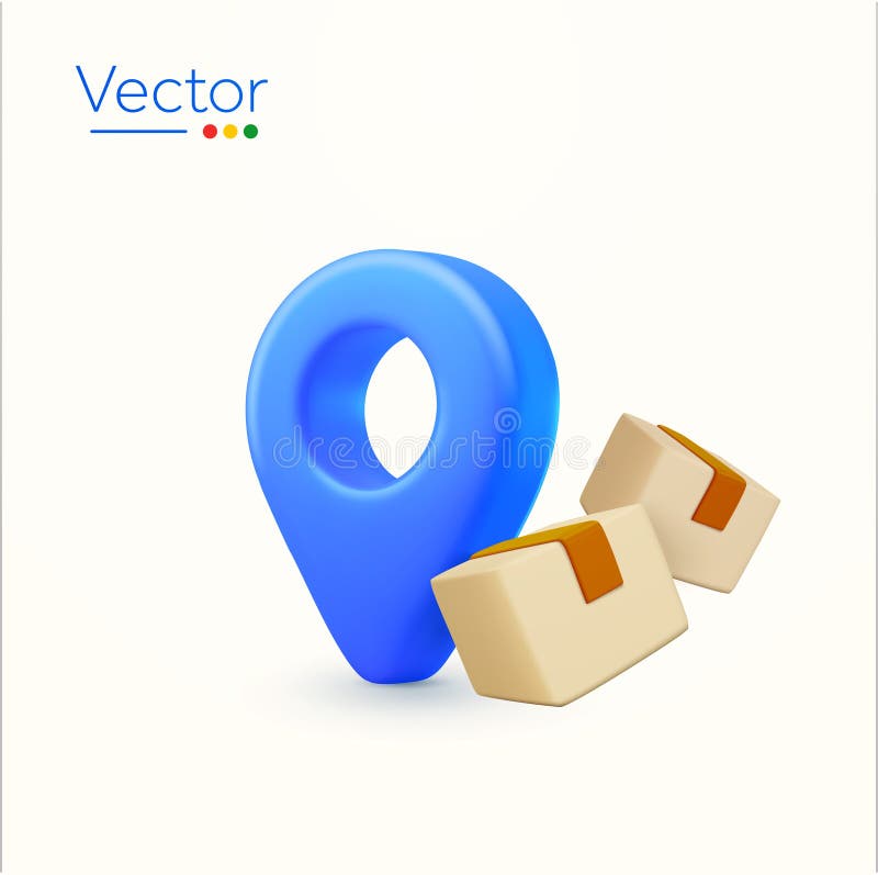 3d Map Marker with Delivery Cargo - Shipment Boxes. Design Concept for ...