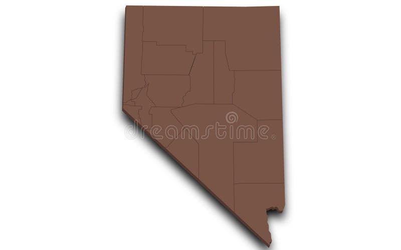 3d Map of Nevada State with Counties and Color. United State of America ...