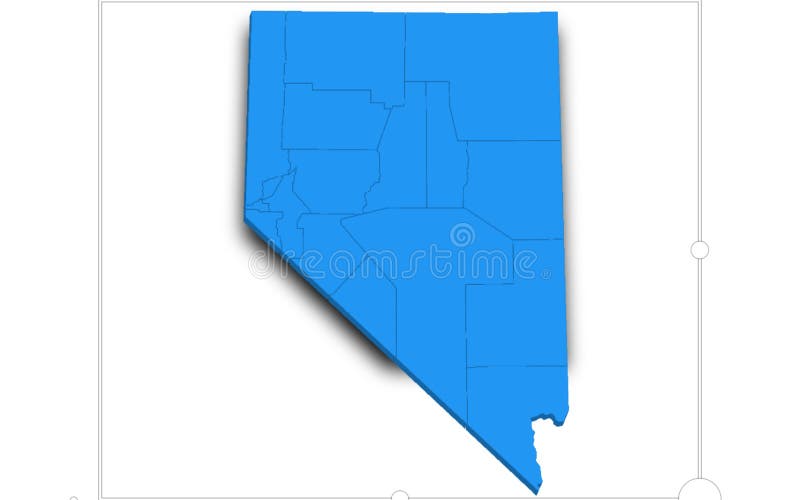 3d Map of Nevada State with Counties and Color. United State of America ...