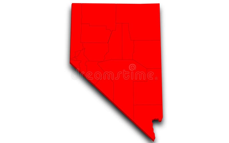 3d Map of Nevada State with Counties and Color. United State of America ...