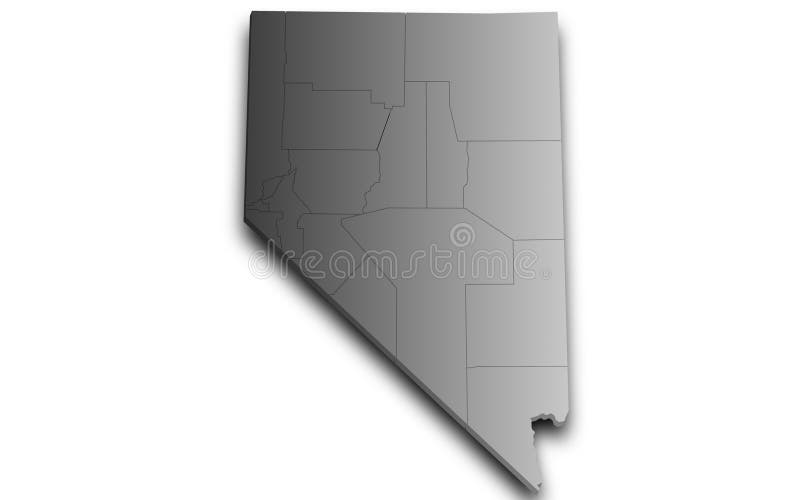 3d Map of Nevada State with Counties and Color. United State of America ...