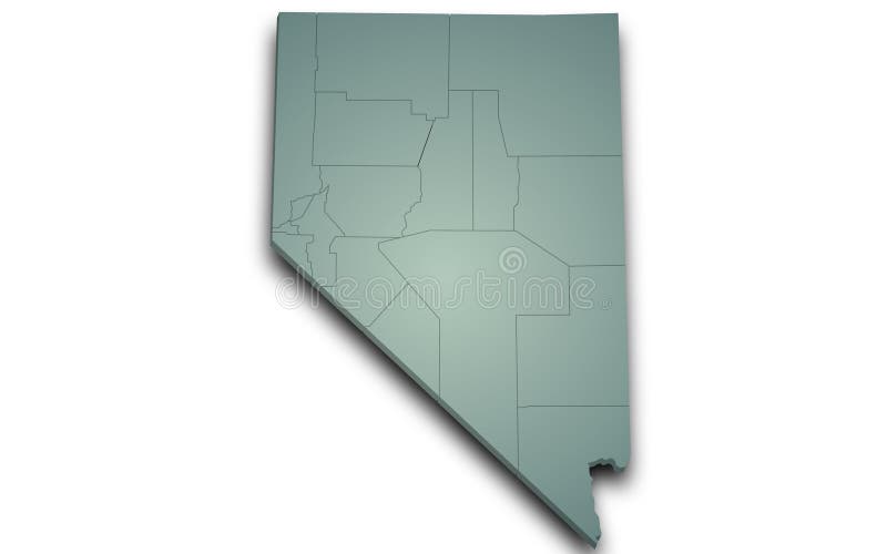 3d Map of Nevada State with Counties and Color. United State of America ...