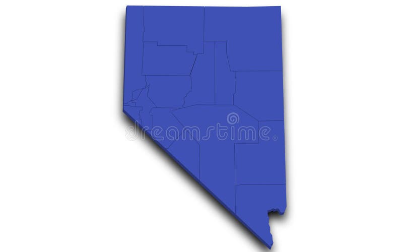 3d Map of Nevada State with Counties and Color. United State of America ...