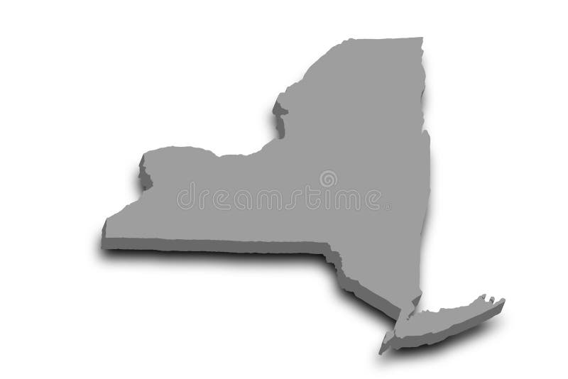 3d Map of New York State with Color. United State of America, US ...