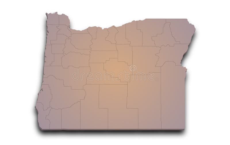 3d Map of Oregon State with Color. United State of America, US, United ...