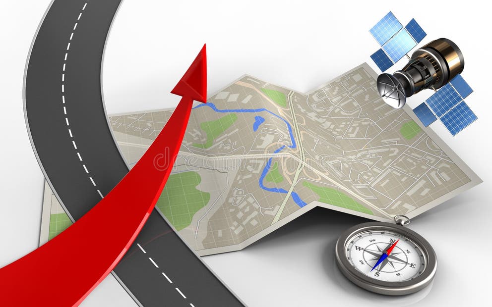 3d map paper stock illustration. Illustration of direction - 98160119