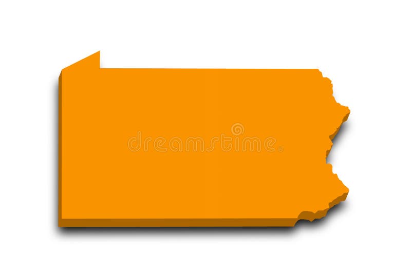3d Map of Pennsylvania State with Color. United State of America, US ...