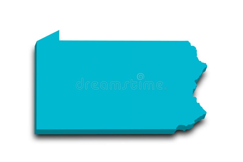 3d Map of Pennsylvania State with Color. United State of America, US ...