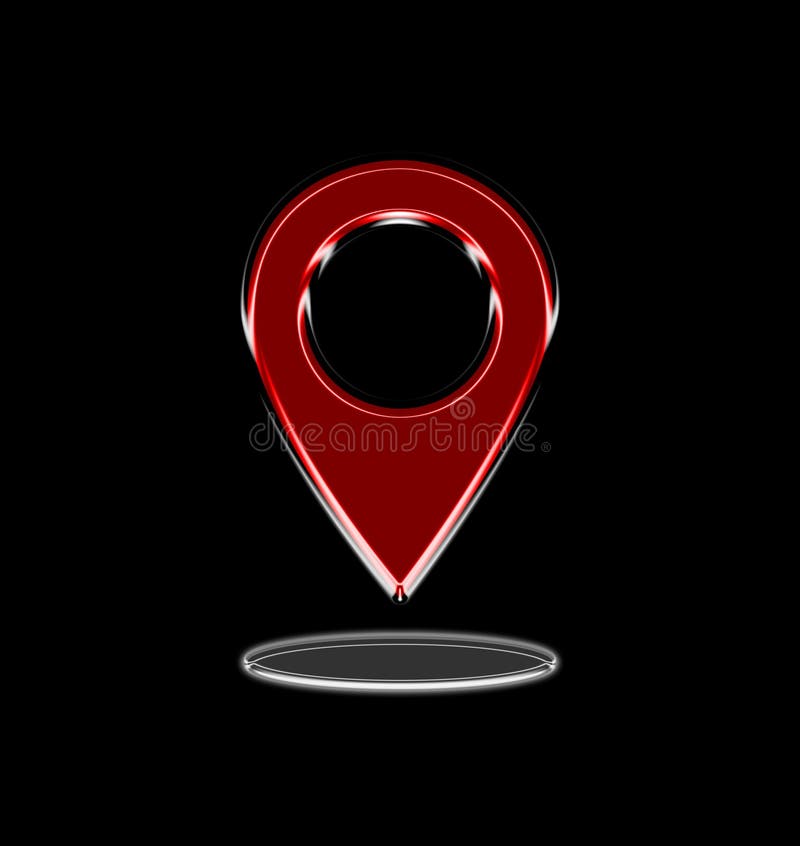 3D Map Pin As Pointer Icon in Red with Black Background Stock ...