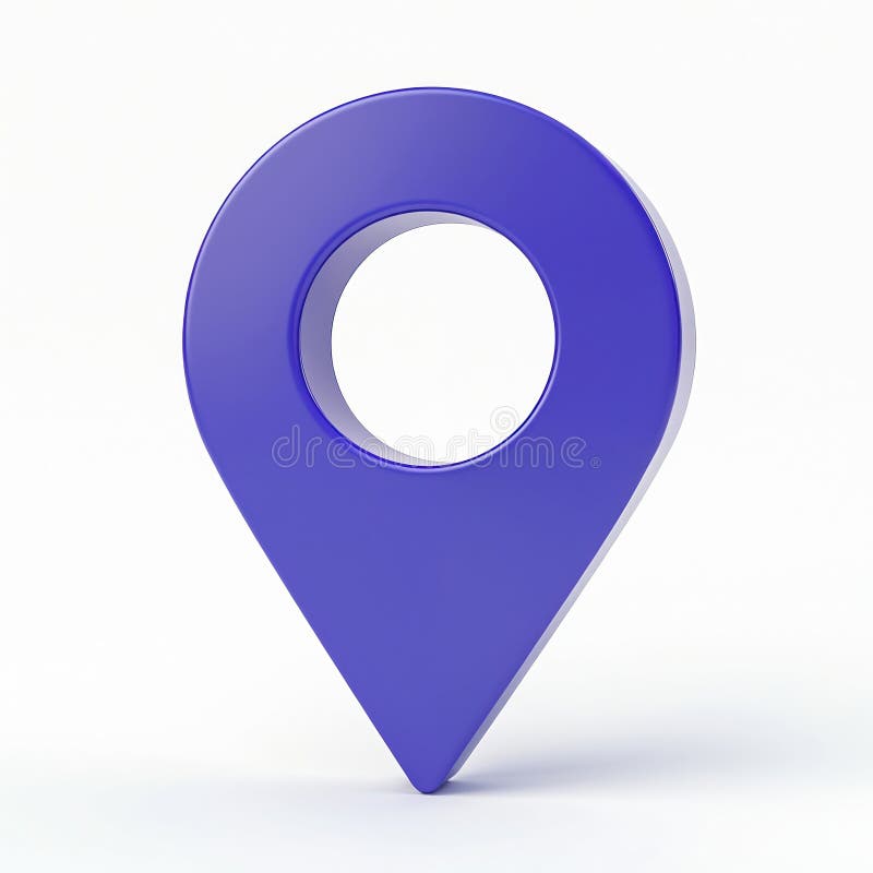 3D Map Pointer Icon. Glossy Blue Inverted Drop Shape Pin on White ...