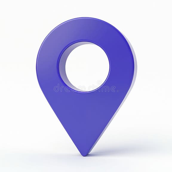 3D Map Pointer Icon. Glossy Blue Inverted Drop Shape Pin on White ...