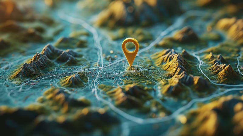 3D Map Representation with Location Marker Highlighting a Specific Area ...