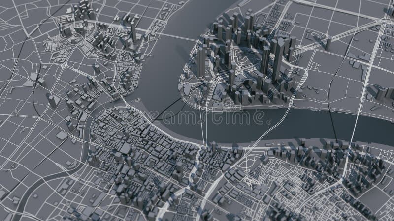 Shanghai 3d map. stock illustration. Illustration of airplane - 194477683