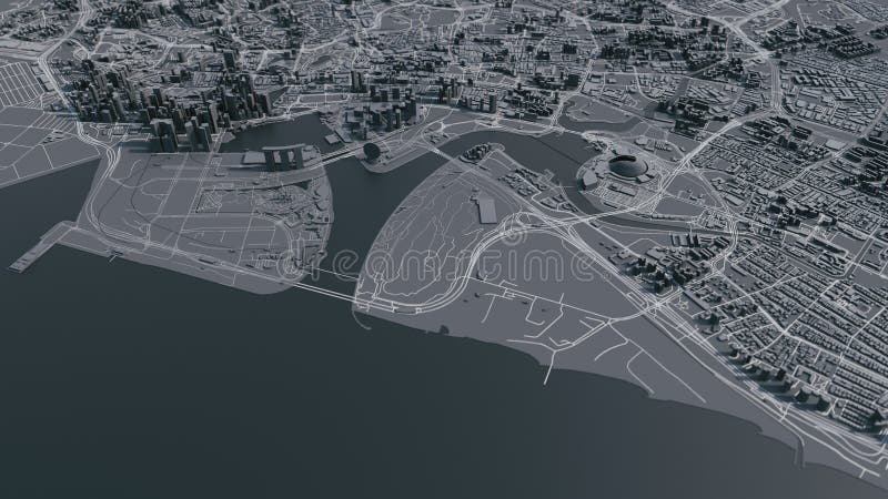 Singapore 3d map. stock illustration. Illustration of palm - 194477771