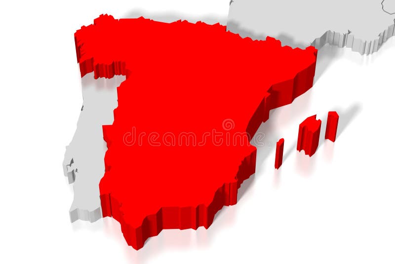 Spain - Political Map, Red Country Shape, Borders Stock Illustration ...