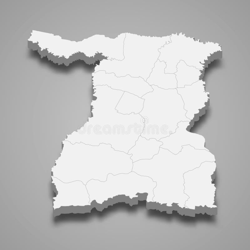3d Map of Surin is a Province of Thailand Stock Illustration ...
