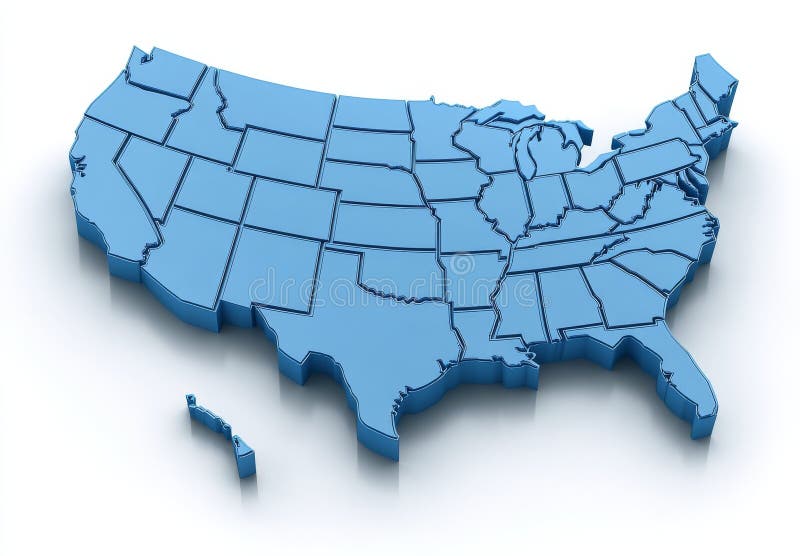 A 3D map symbol of the U.S stock photo. Image of blue - 377069138