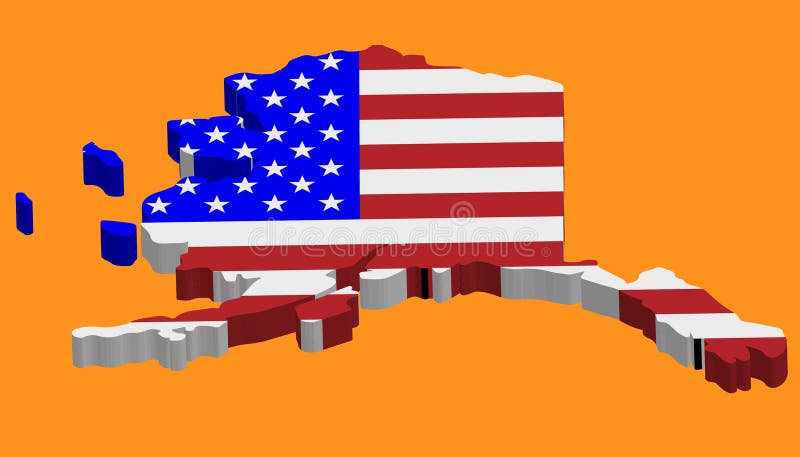 3D Map of the U.S. State of Alaska with American Flag Stock Vector ...