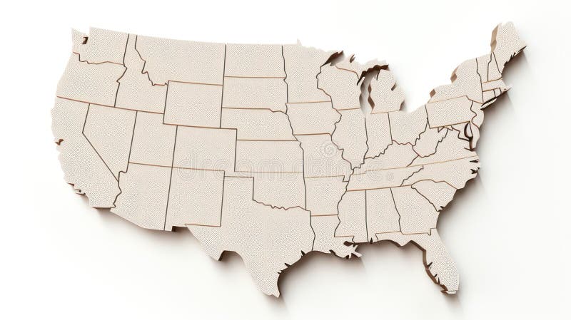 3d Map of the United States Isolated on White Created with Generative ...