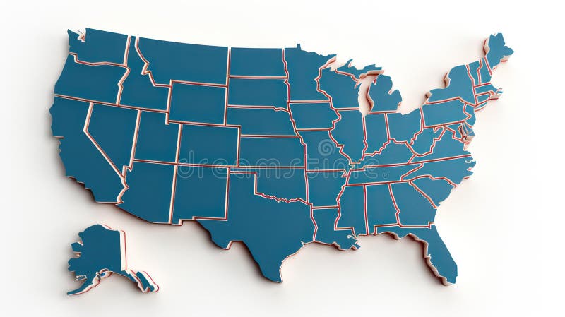 3d Map of the United States Isolated on White Created with Generative ...