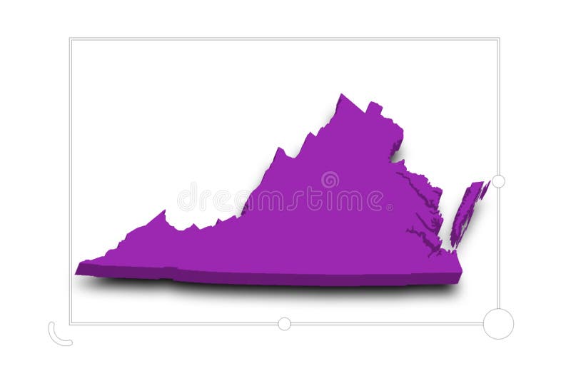 3d Map of Virginia State with Color. United State of America, US ...