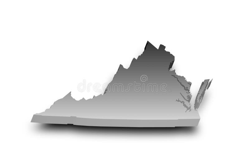 3d Map of Virginia State with Color. United State of America, US ...