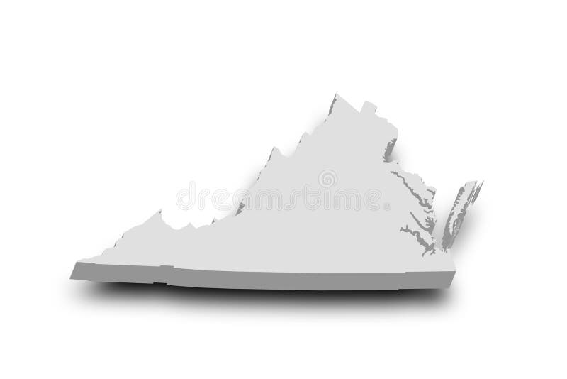3d Map of Virginia State with Color. United State of America, US ...