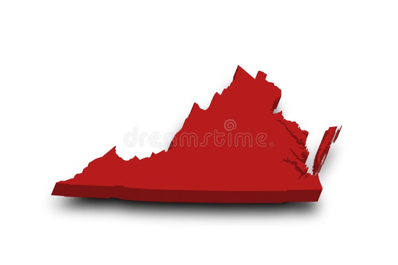 3d Map of Virginia State with Color. United State of America, US ...