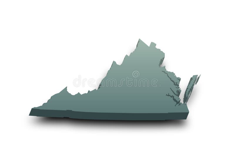3d Map of Virginia State with Color. United State of America, US ...