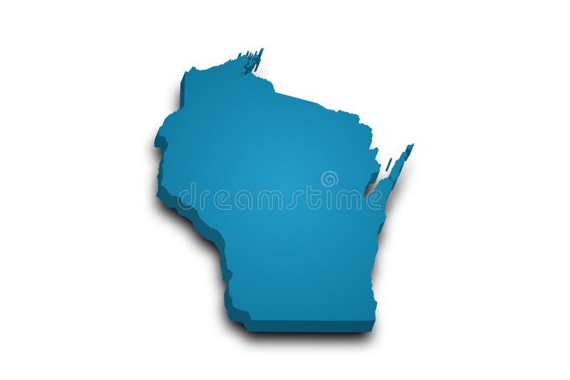 3d Map of Wisconsin State with Color. United State of America, US ...