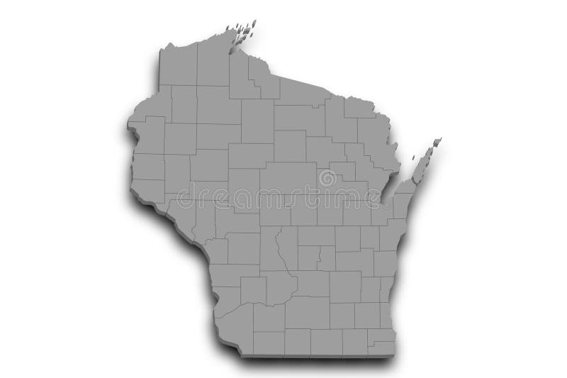 3d Map of Wisconsin State with Color. United State of America, US ...