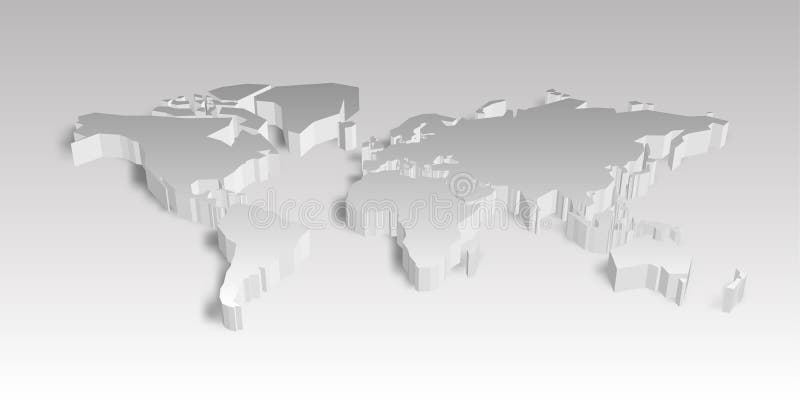 3d World Map with Shadow and Light. Stock Vector - Illustration of ...