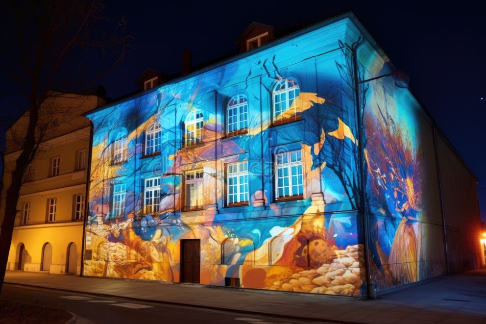 3d Mapping Projection on a Building Facade Stock Illustration ...