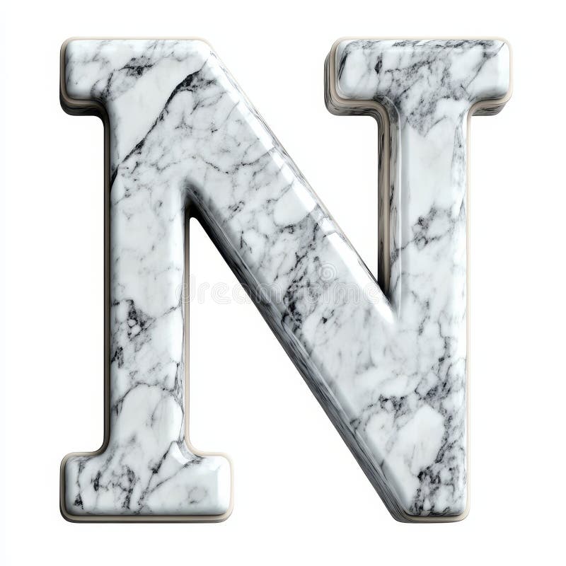 A 3D Marble Letter "N" with a Glossy Finish Stock Illustration ...